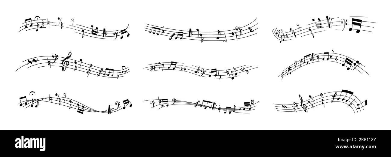 Musique notes décoration. La mélodie Doodle Tune les symboles clés qui ...