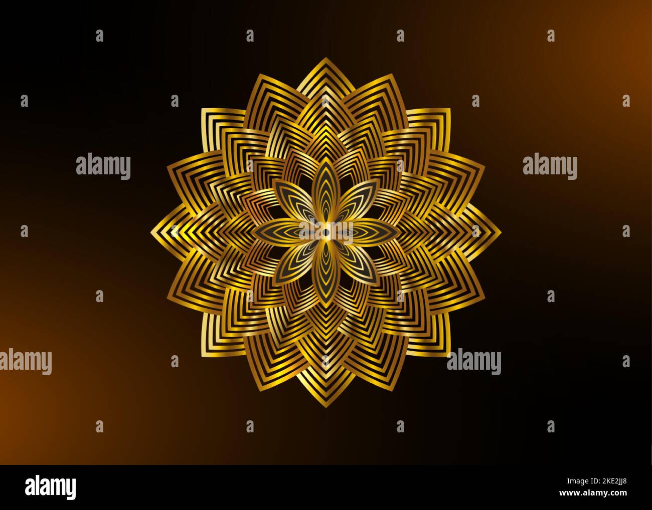 Fleur de lotus d'or mandala, symbole de la graine de vie géométrie ...
