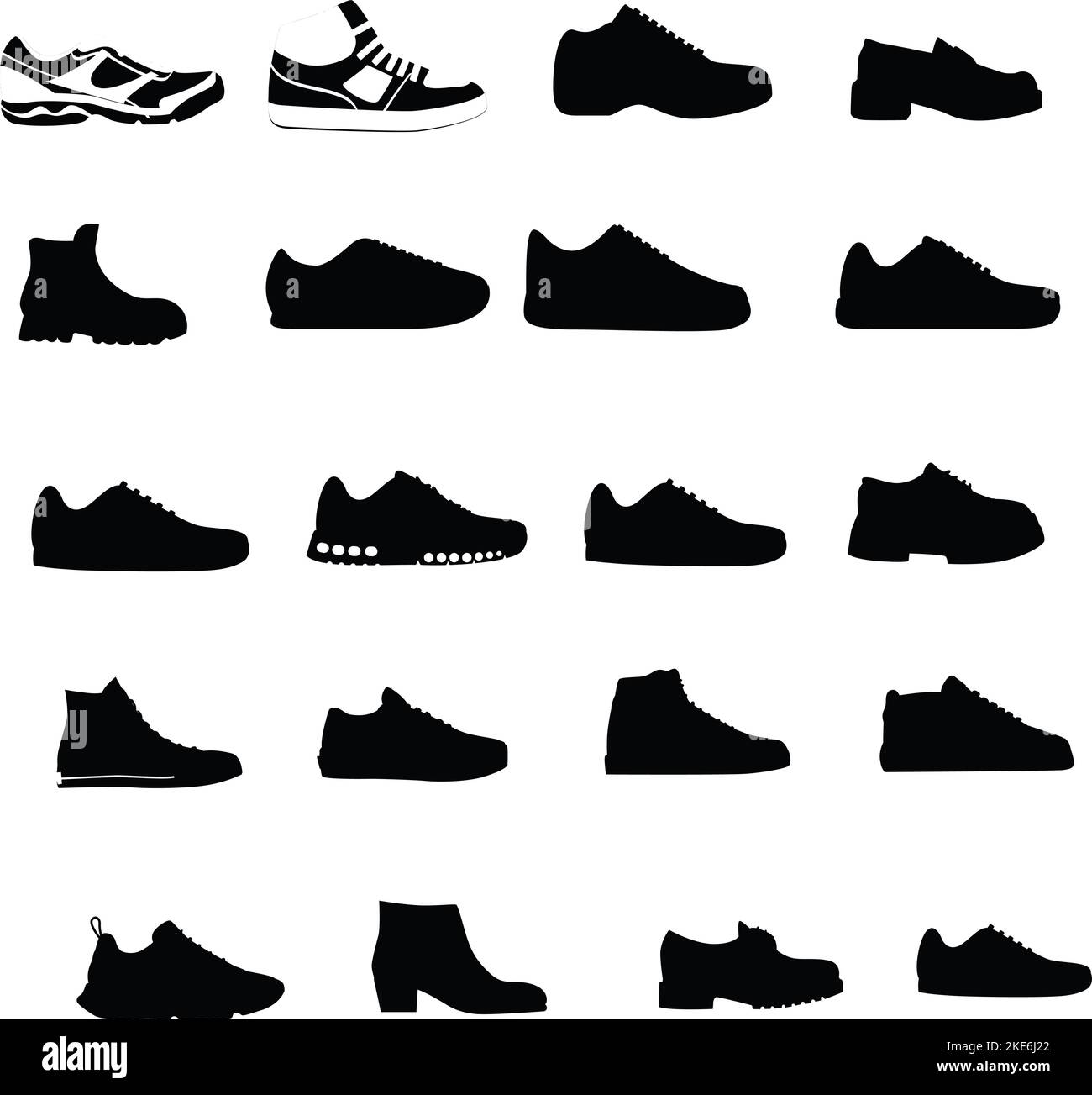 Différents types de chaussures Banque d'images noir et blanc - Alamy