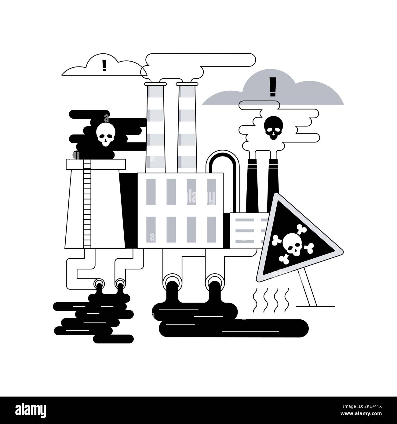 Pollution chimique résumé concept illustration vectorielle. Déchets ...