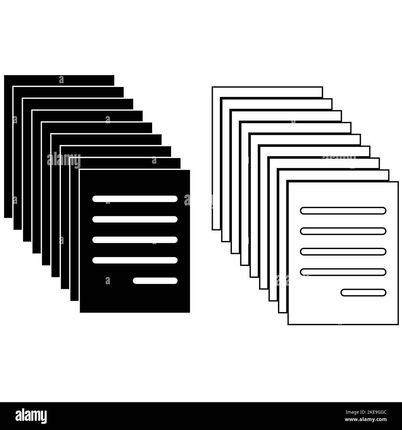 icône de document papier sur fond blanc. Empilé de symboles de ... icône de document papier sur fond blanc. Empilé de symboles de ...