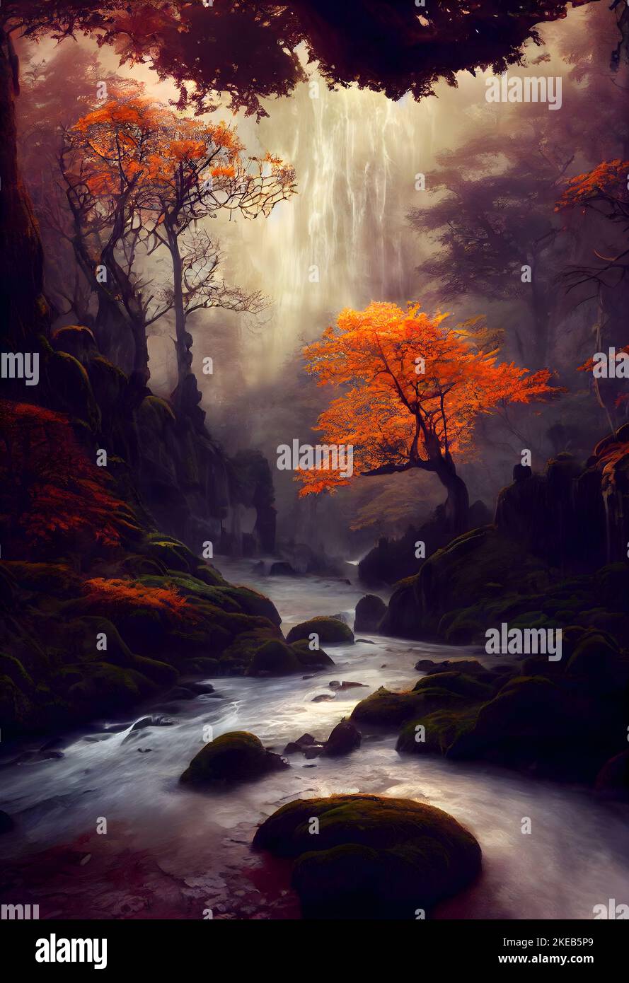 Paysage de montagne imaginaire Banque de photographies et d’images à ...