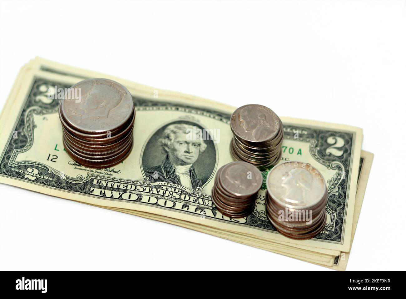 Pile de dollars américains argent liquide papiers de billets de ...