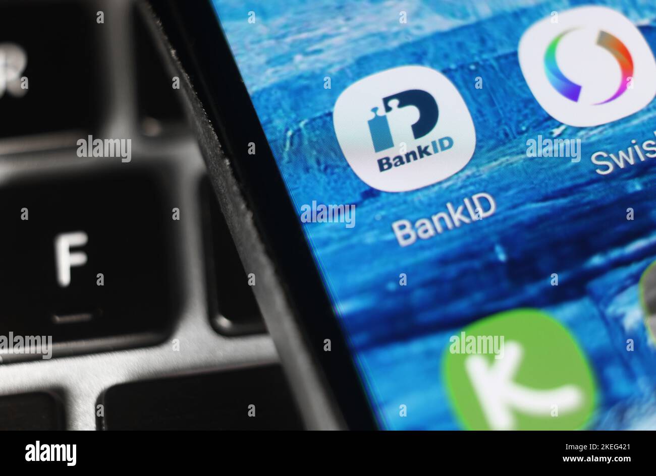 Différentes applications mobiles dans un téléphone mobile, ici BankID ...