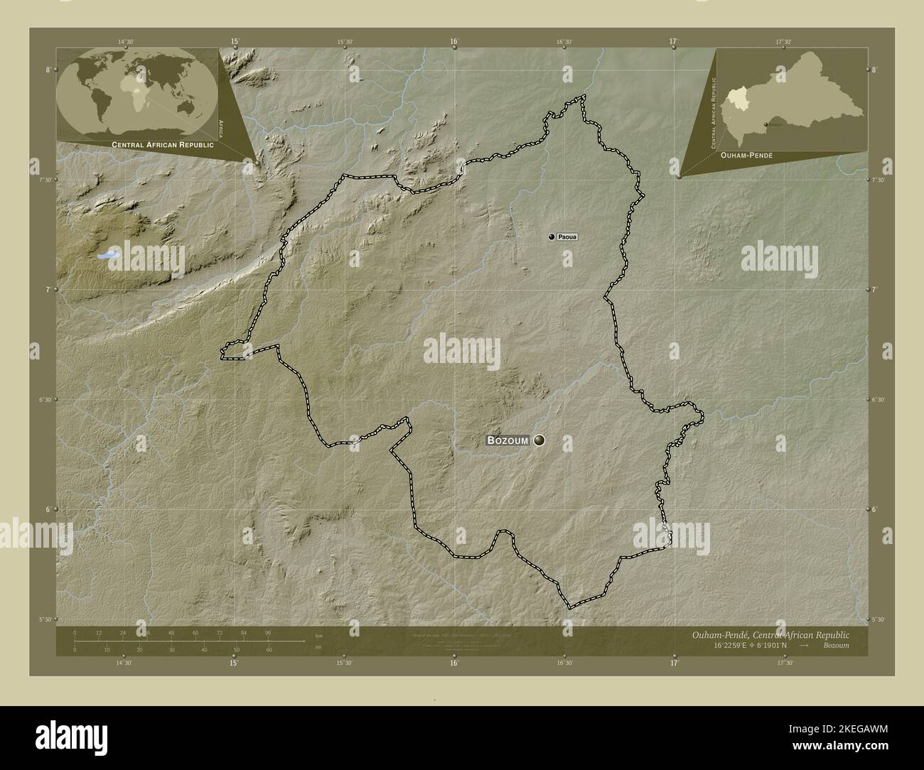 Ouham-Pende, préfecture de la République centrafricaine. Carte d ...