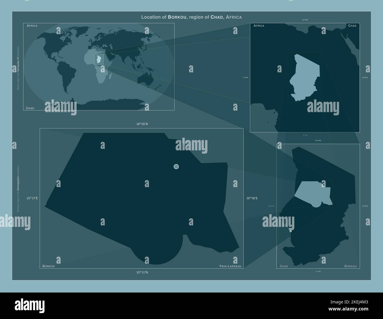 Borkou, région du Tchad. Schéma montrant l'emplacement de la région sur ...