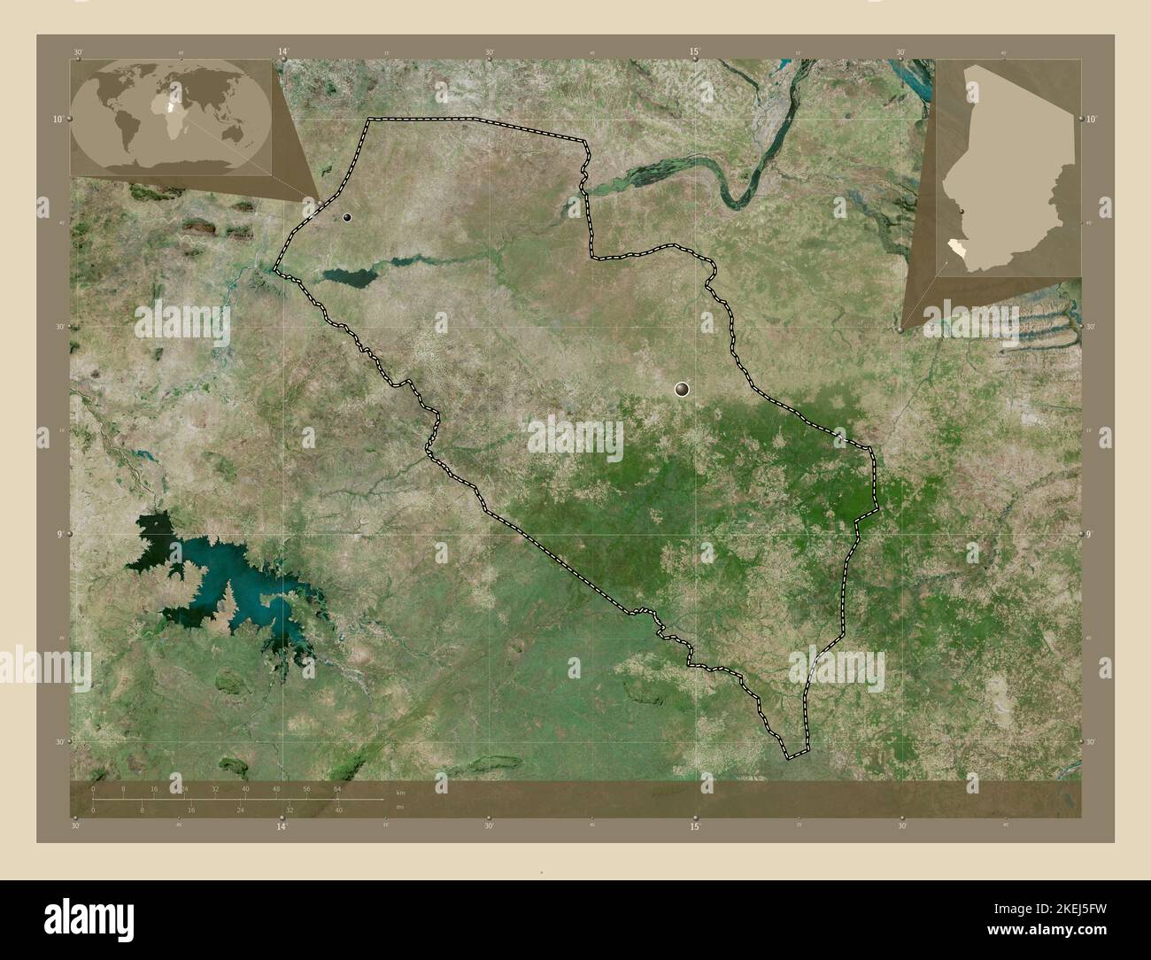 Mayo-Kebbi Ouest, région du Tchad. Carte satellite haute résolution ...