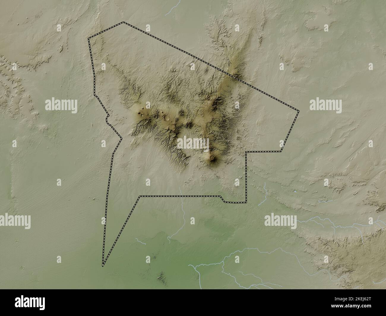 Tibesti Région Du Tchad Carte Daltitude Colorée En Style Wiki Avec Lacs Et Rivières Photo
