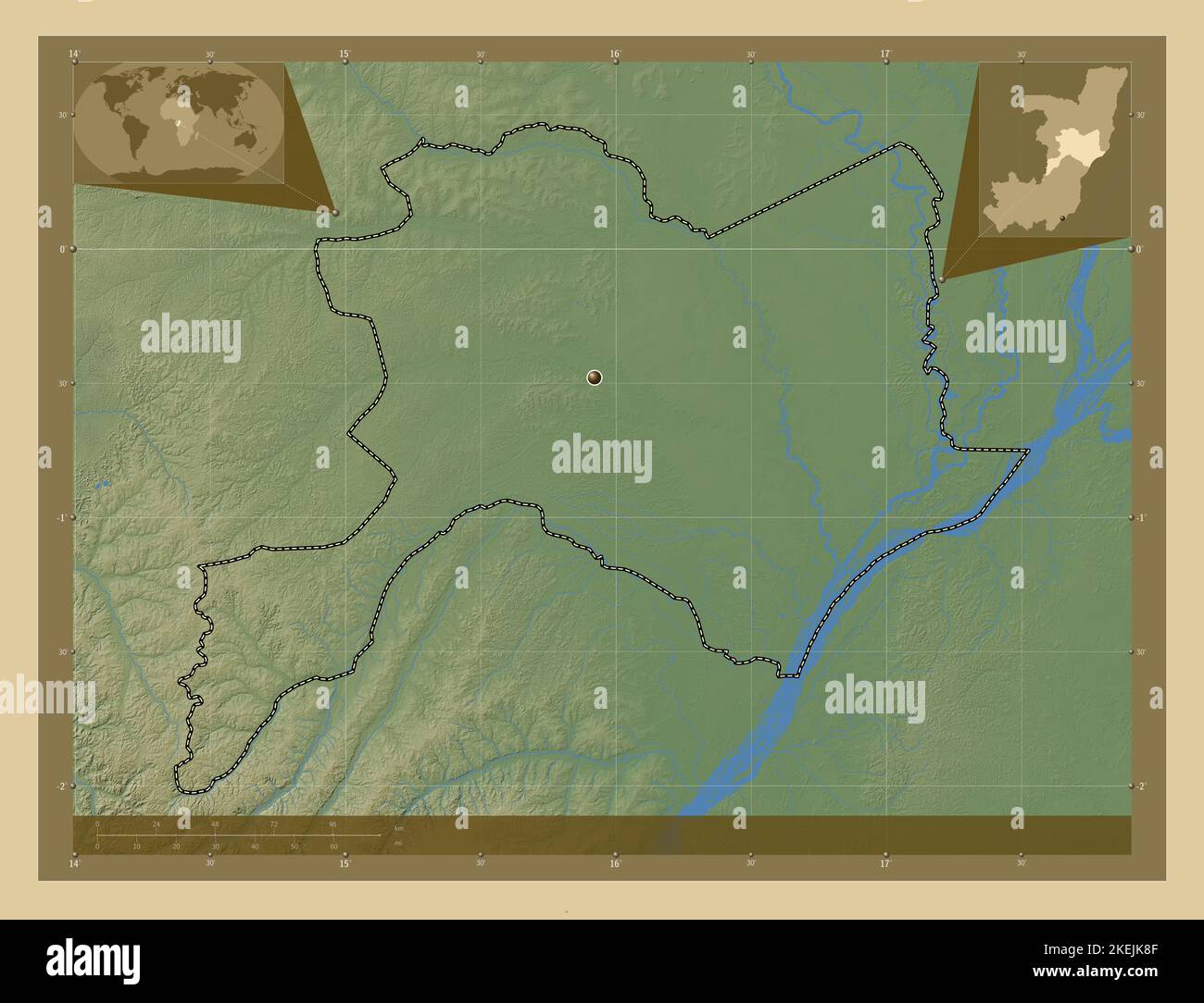Cuvette, région de la République du Congo. Carte d'altitude en couleur ...