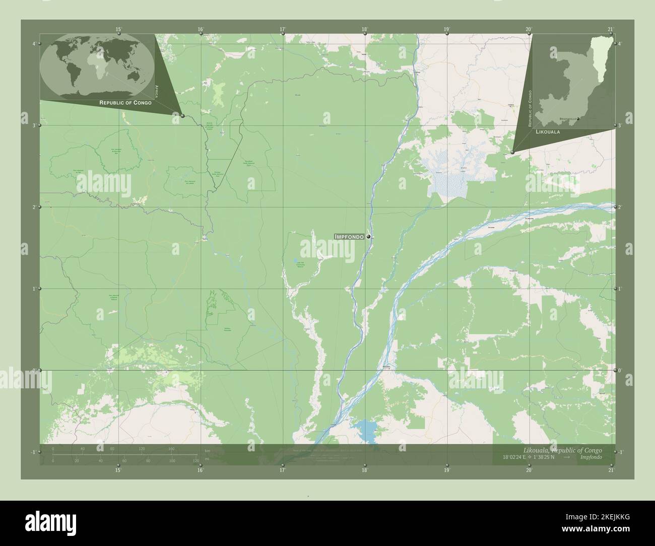 Likouala, région de la République du Congo. Ouvrez la carte des rues ...