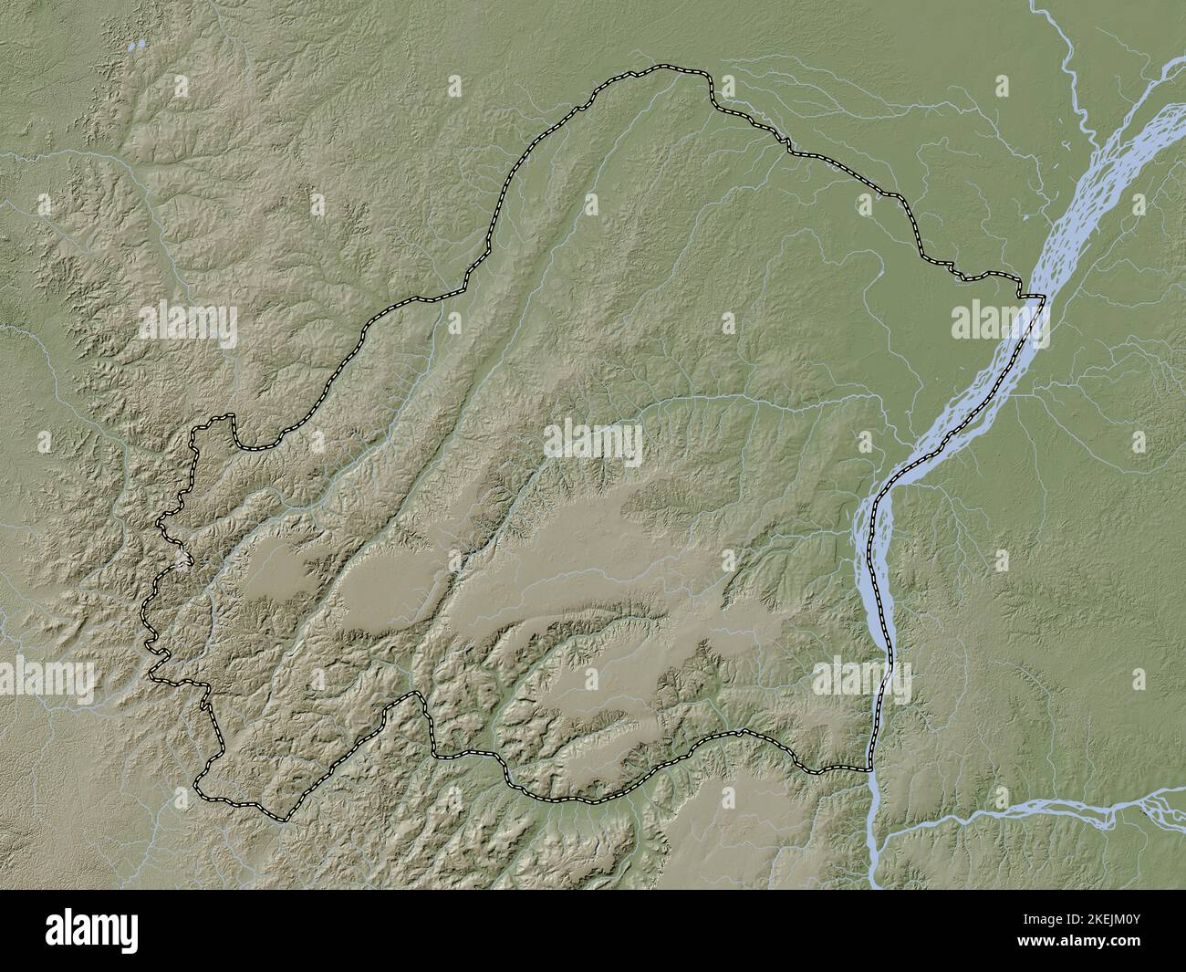 Plateaux, région de la République du Congo. Carte d'altitude colorée en ...