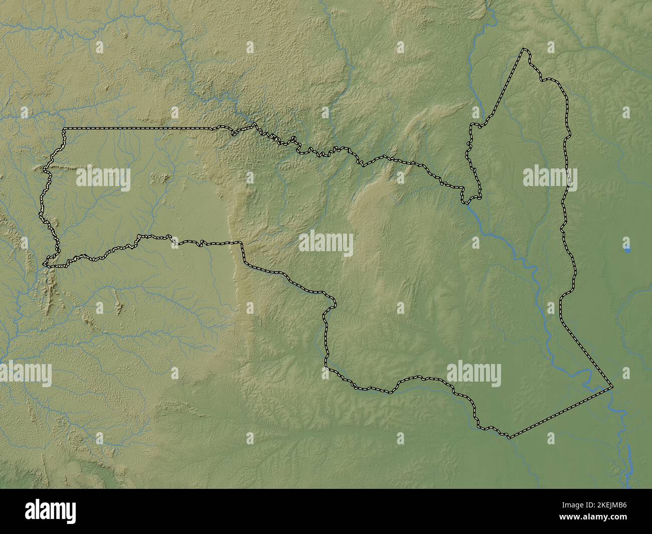 Sangha, région de la République du Congo. Carte d'altitude en couleur ...
