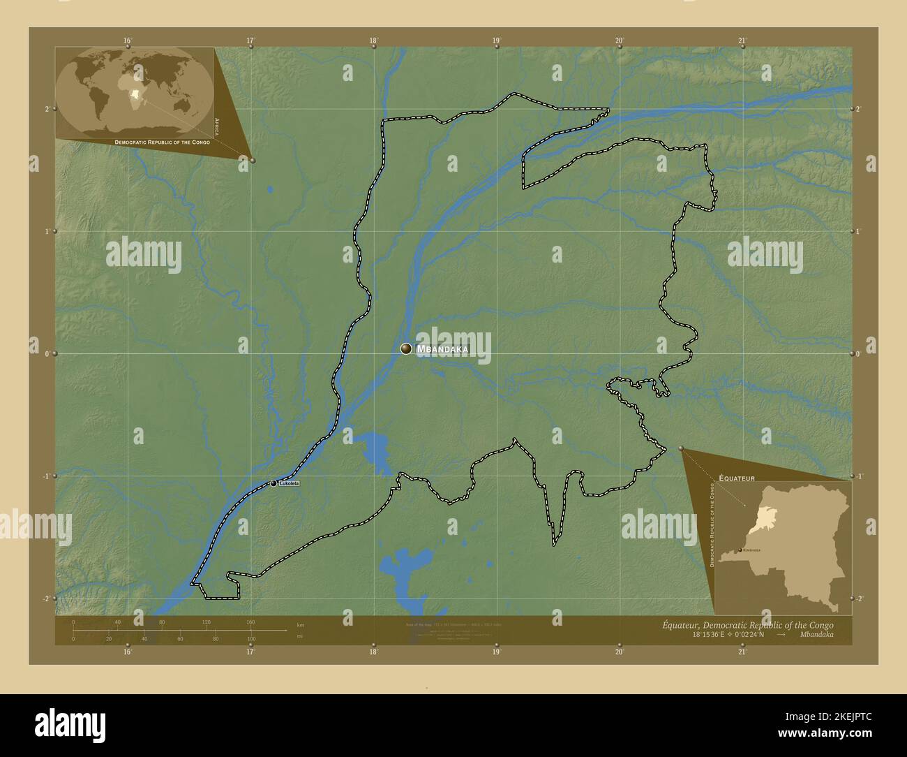 Équateur, province de la République démocratique du Congo. Carte d ...