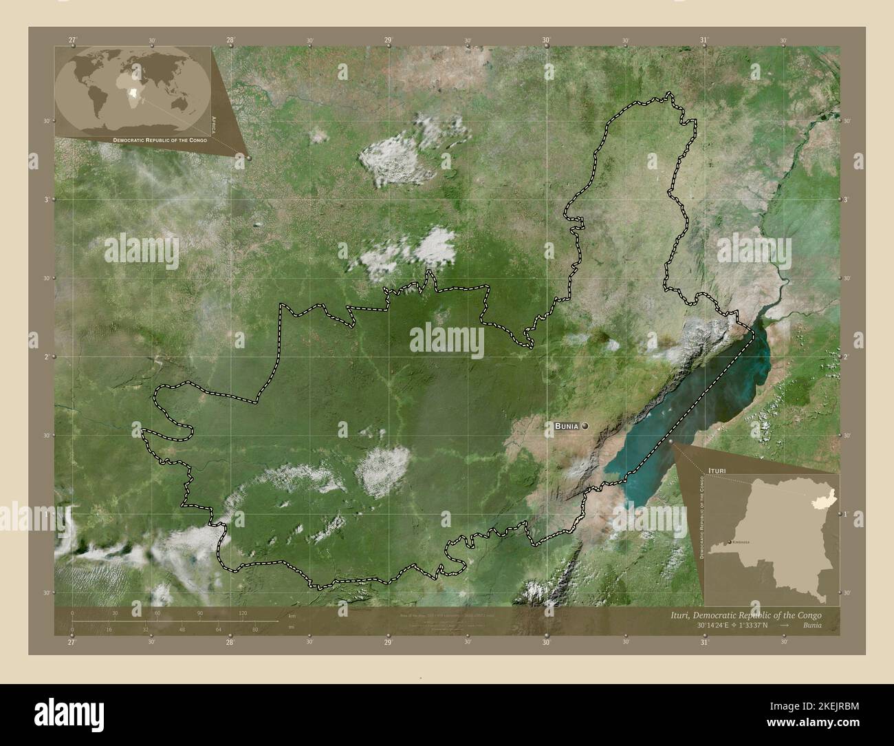 Ituri, province de la République démocratique du Congo. Carte satellite ...
