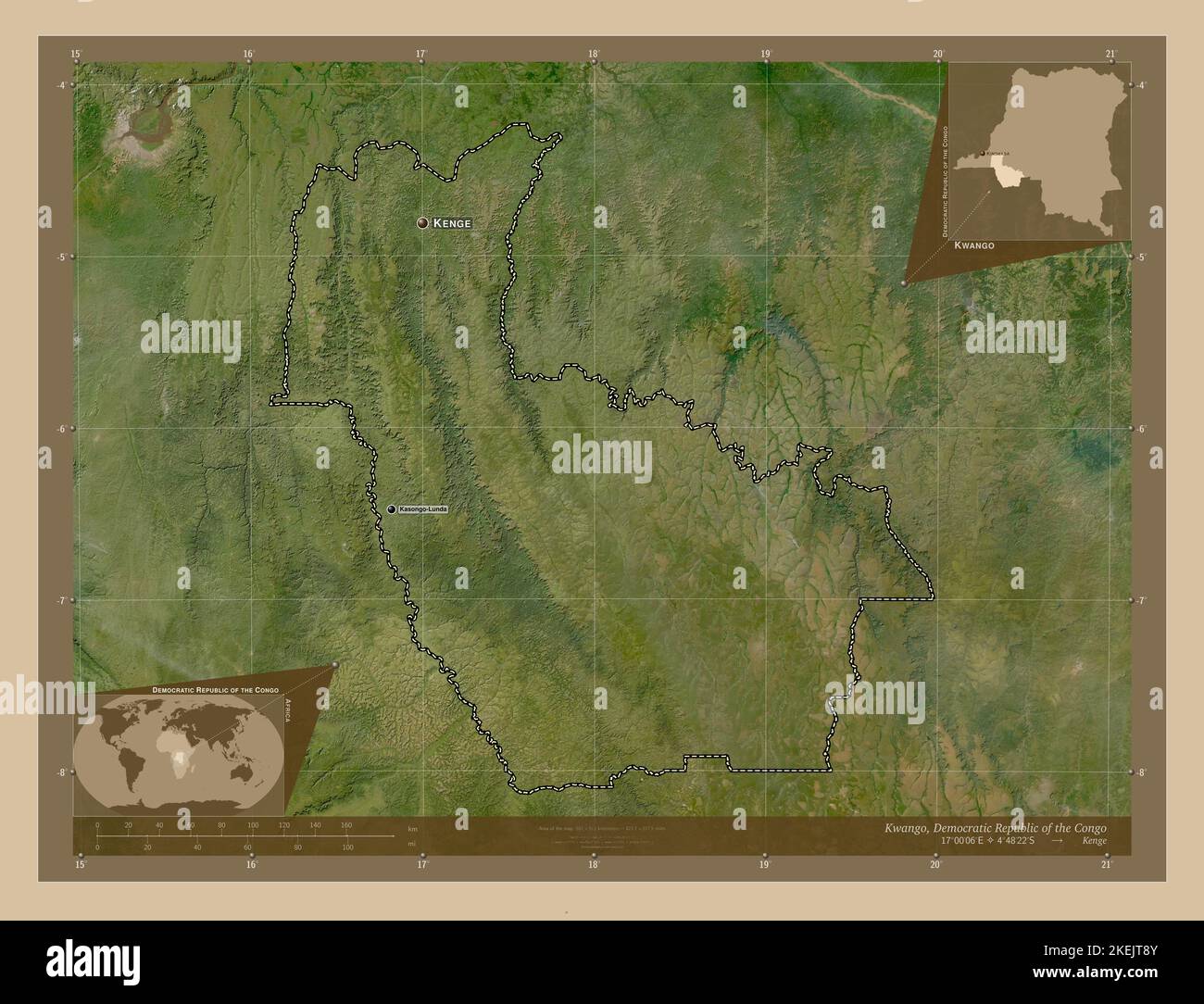 Kwango, province de la République démocratique du Congo. Carte ...