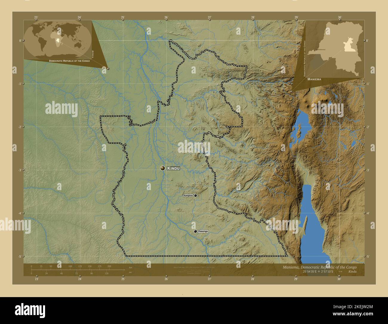 Maniema, province de la République démocratique du Congo. Carte d ...