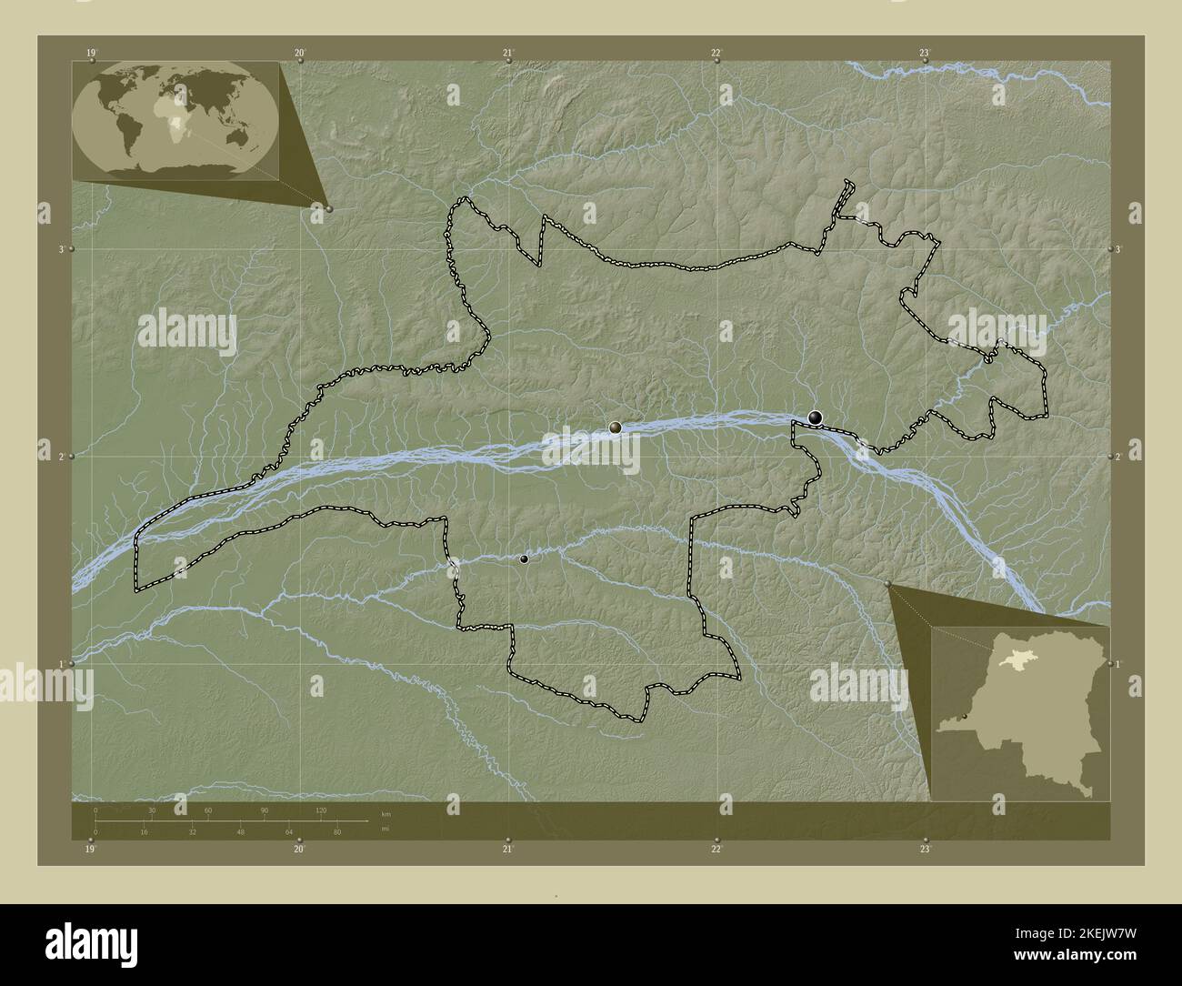 Mongala, province de la République démocratique du Congo. Carte d ...
