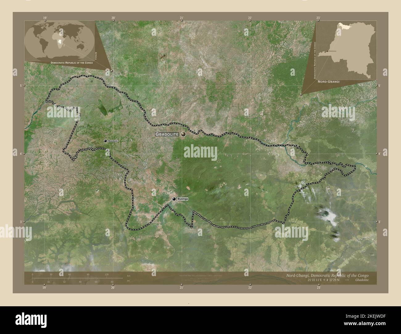 Nord-Ubangi, province de la République démocratique du Congo. Carte ...