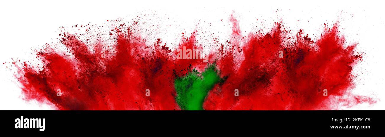 drapeau marocain coloré de couleur rouge vert holi peinture poudre ...