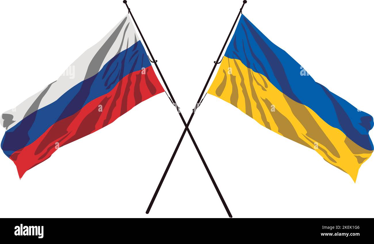 Drapeau de l'Ukraine et de la Russie, guerre de la Russie, guerre de l ...