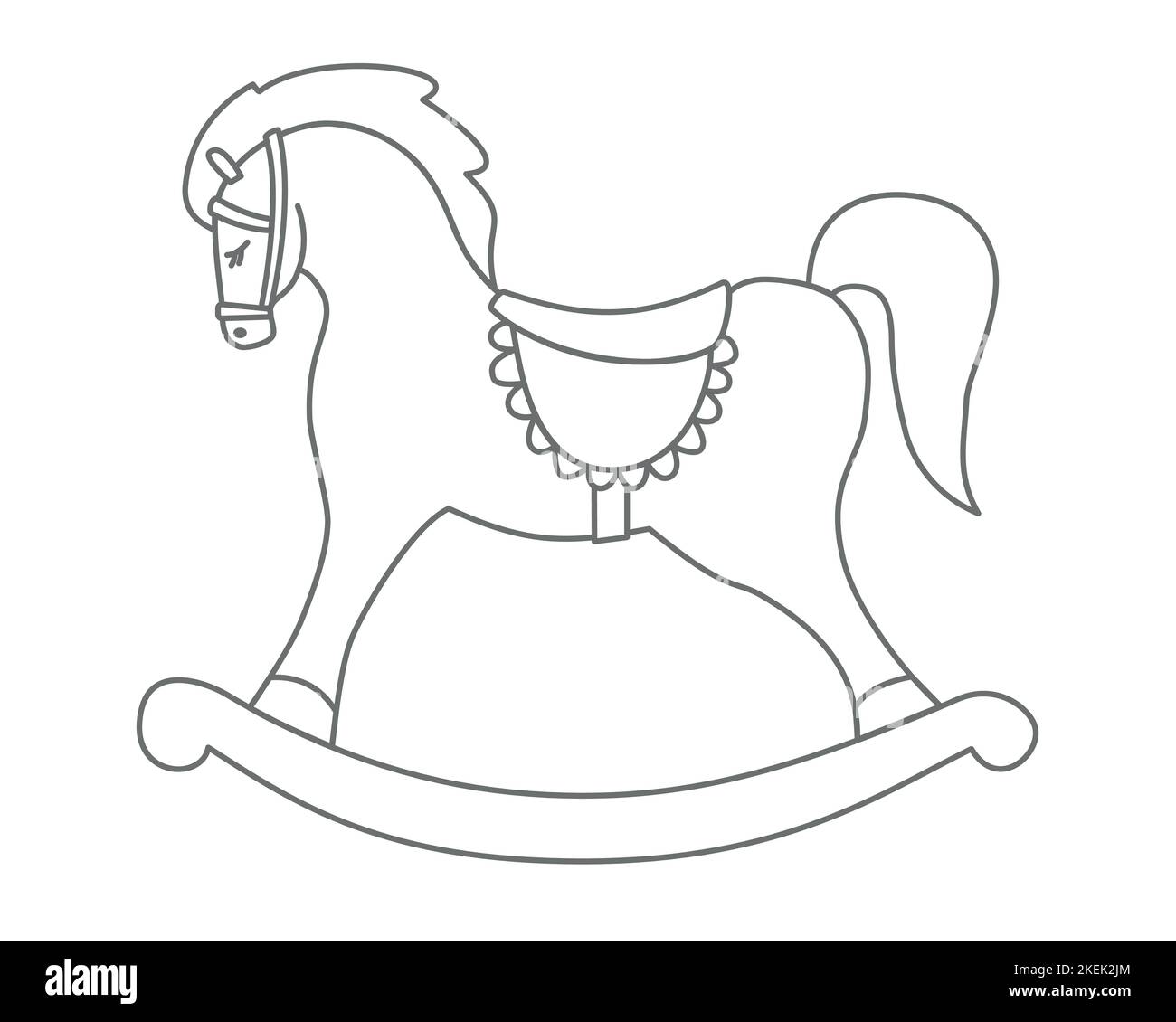 Kid Toy Rocking Horse esquisse gravure illustration vectorielle. Objet ...