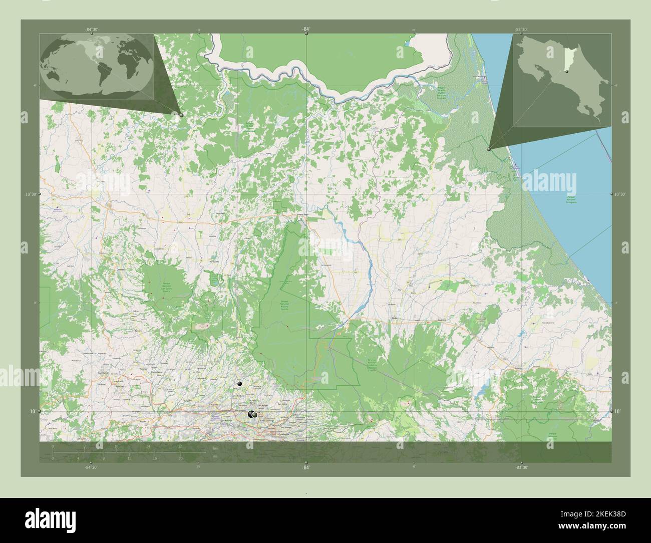 Mapa de heredia province costa rica Banque de photographies et d’images ...