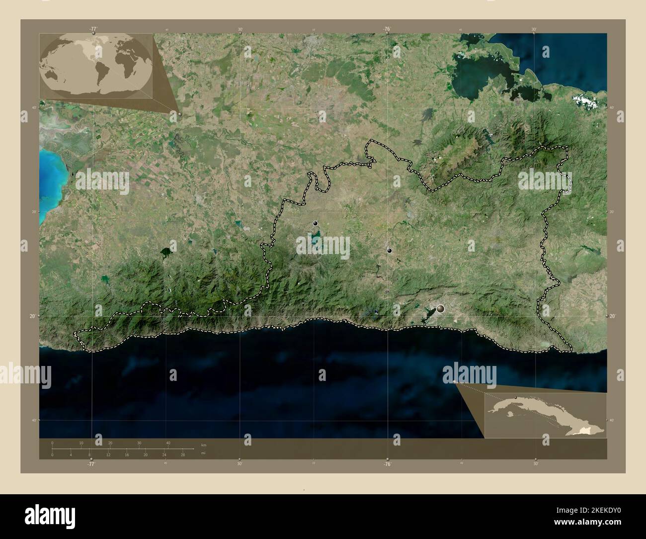 Santiago de Cuba, province de Cuba. Carte satellite haute résolution ...