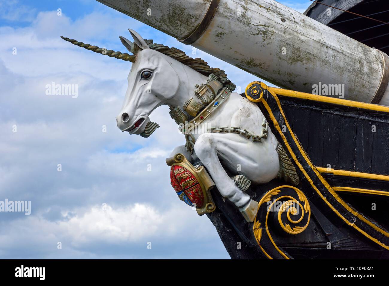Figure de proue de la licorne hms Banque de photographies et d’images à haute résolution - Alamy