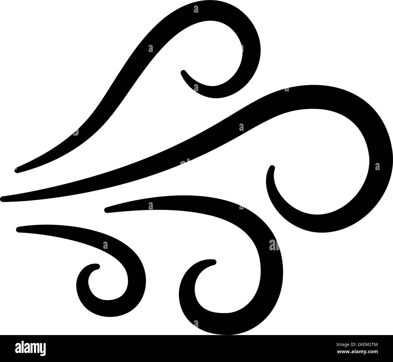 Icône de débit d'air du vent dessinée à la main. Symbole respiration ...