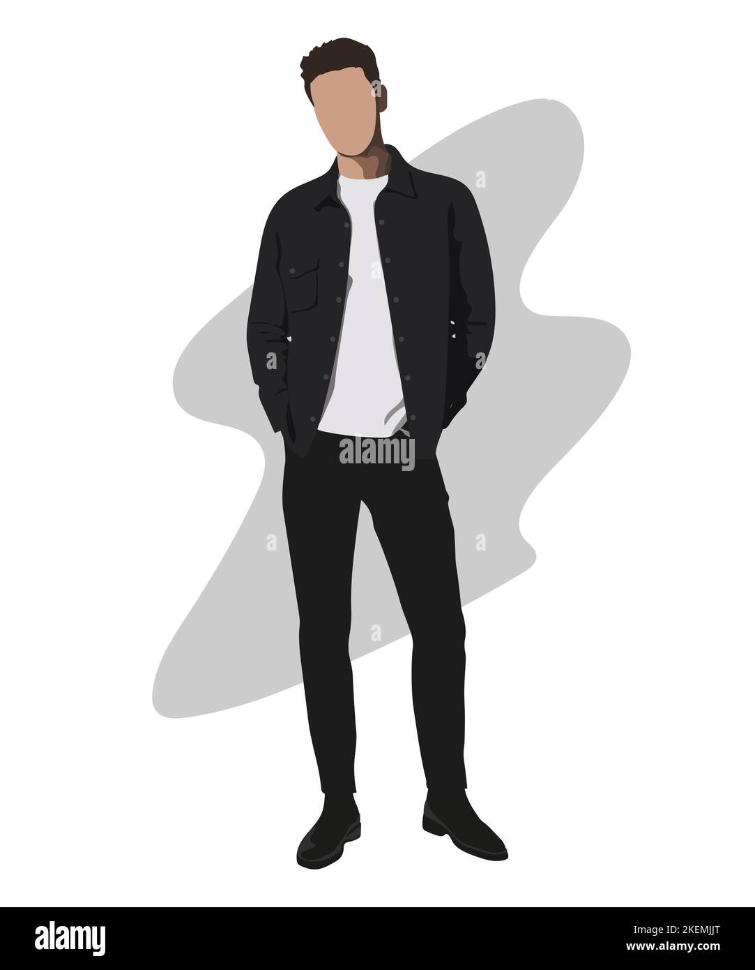 Homme élégant. Personnages de dessin animé. Hommes en vêtements de mode ...