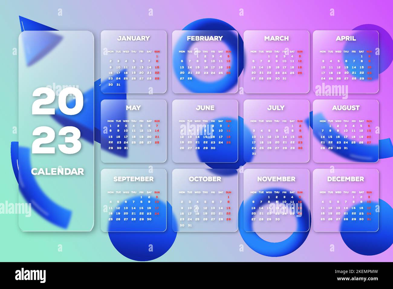 Grille de calendrier 2023 Banque d'images vectorielles - Alamy