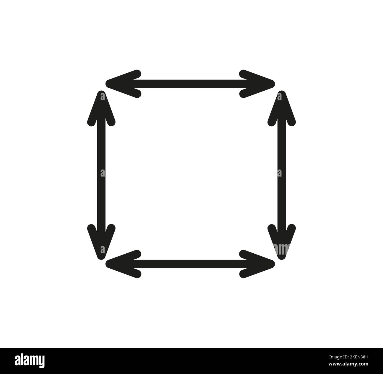 Icône de zone carrée. Signe des flèches. Mesure de la surface terrestre ...