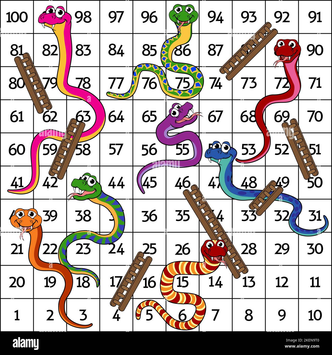 Snakes and Ladders Board Game dessin animé Image Vectorielle Stock - Alamy