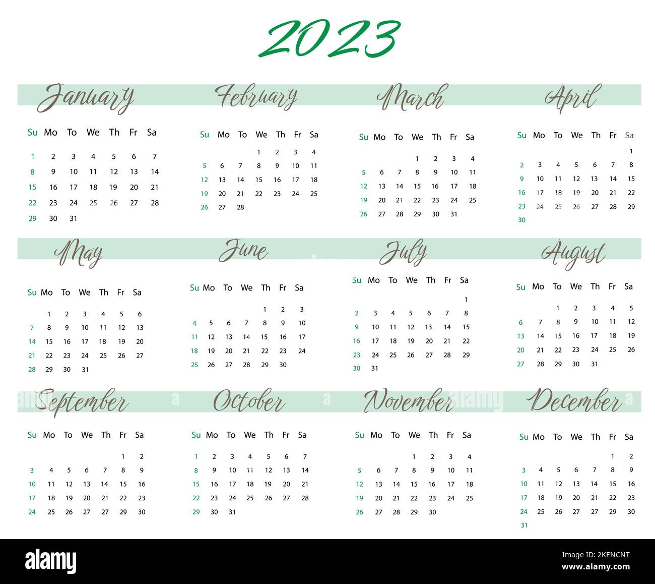 Grille de calendrier 2023 Banque d'images vectorielles - Page 2 - Alamy