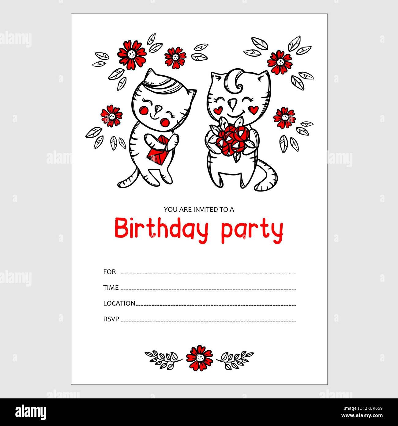 CHATON INVITE ANNIVERSAIRE chat avec fleurs et sa petite amie tenant ...