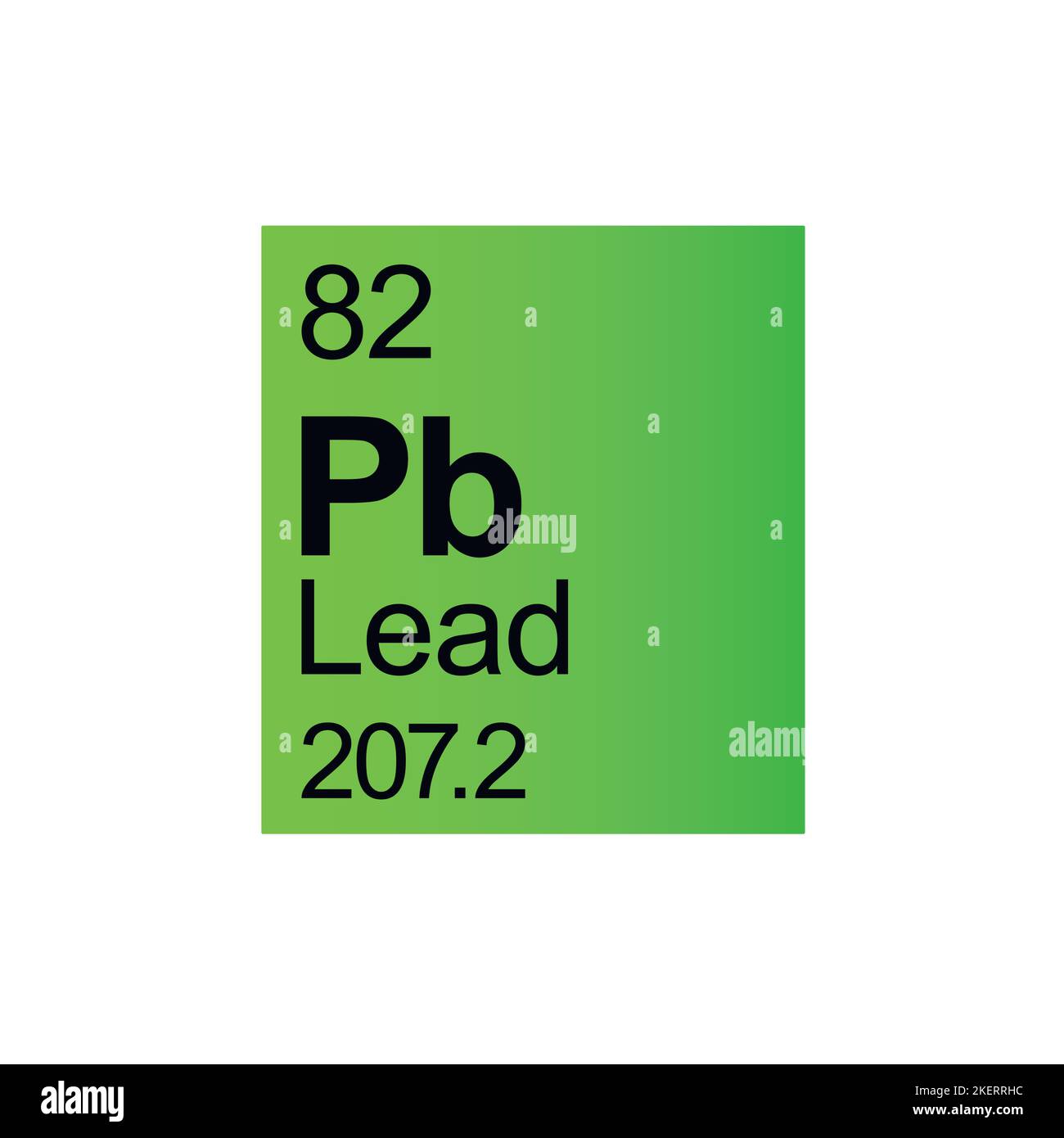 Élément chimique en plomb du tableau périodique Mendeleev sur fond vert ...