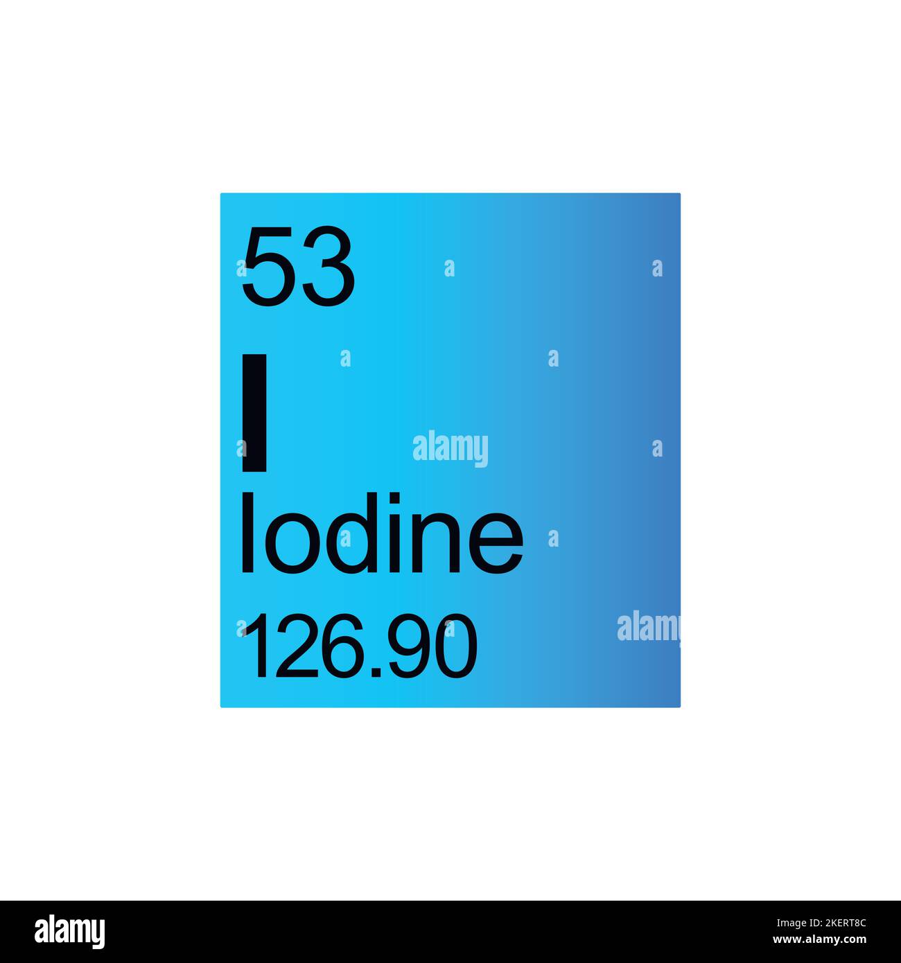 Élément chimique iode de Mendeleev Tableau périodique sur fond bleu ...