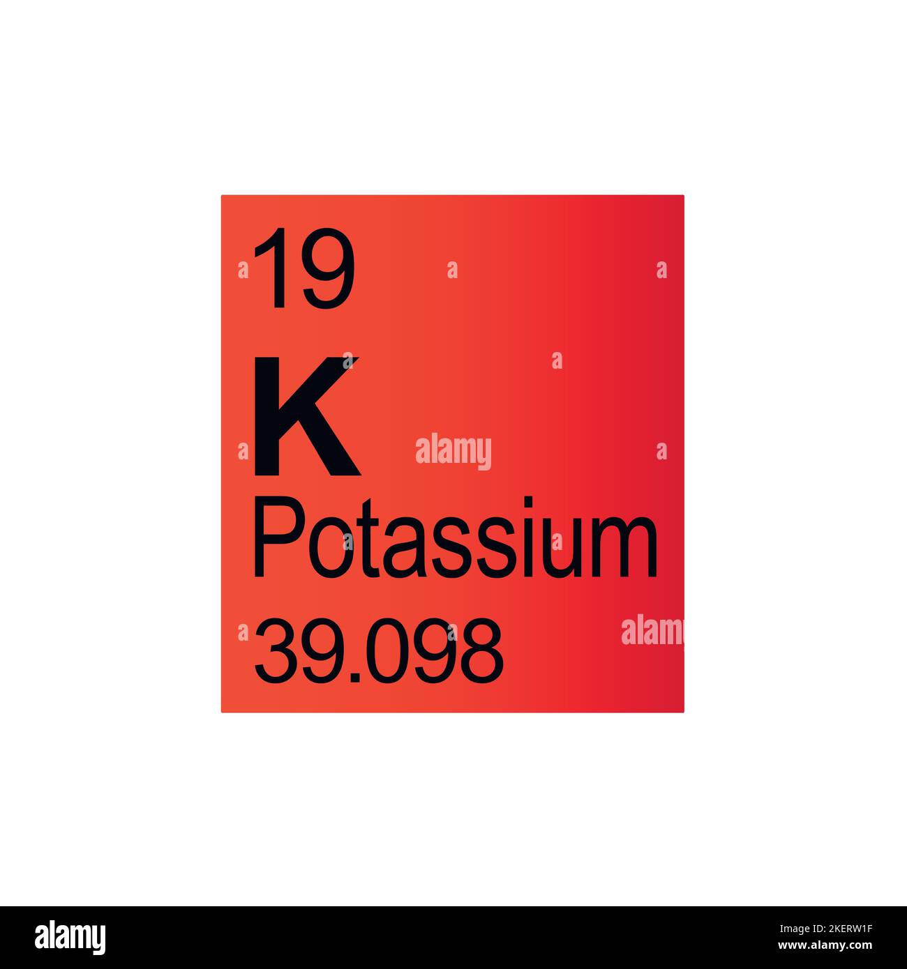 Élément chimique de potassium de Mendeleev Tableau périodique sur fond ...