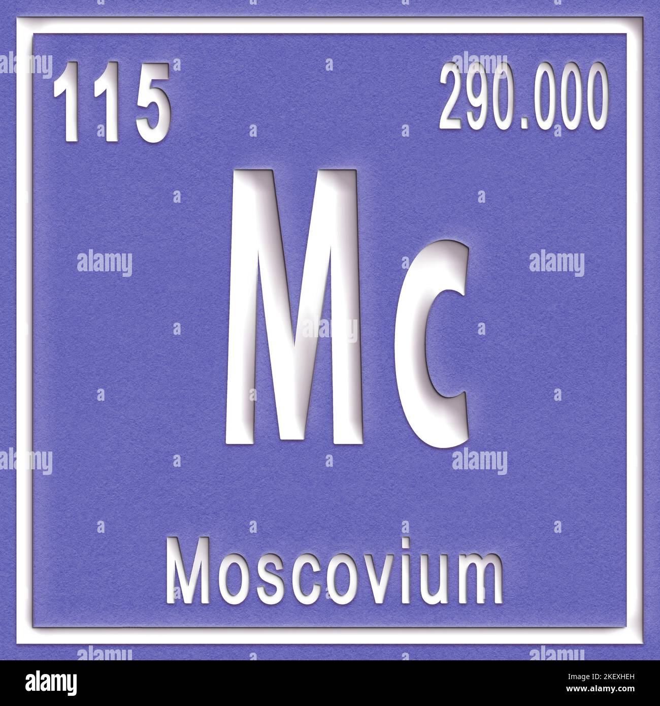 Élément chimique Moscovium, signe avec numéro atomique et poids ...