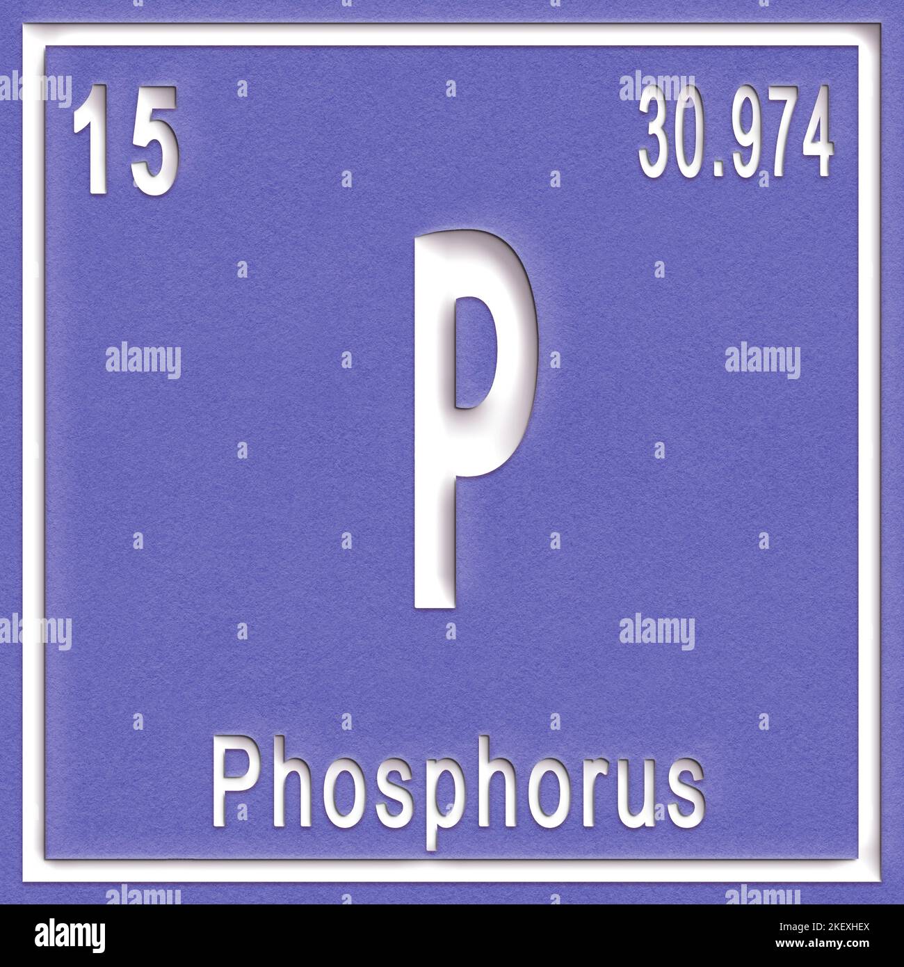 Élément chimique de phosphore, signe avec numéro atomique et poids ...