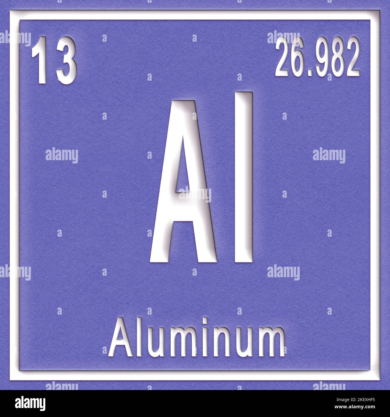 Élément chimique en aluminium, signe avec numéro atomique et poids ...