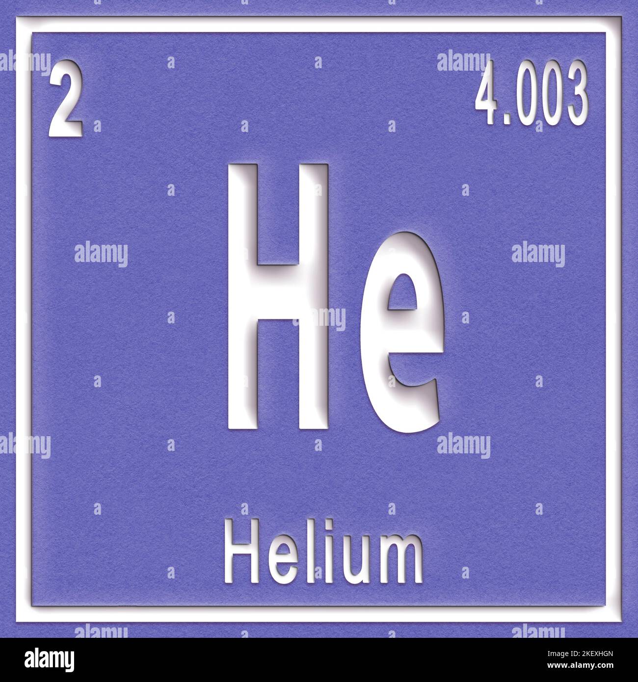 Élément chimique hélium, signe avec numéro atomique et poids atomique ...