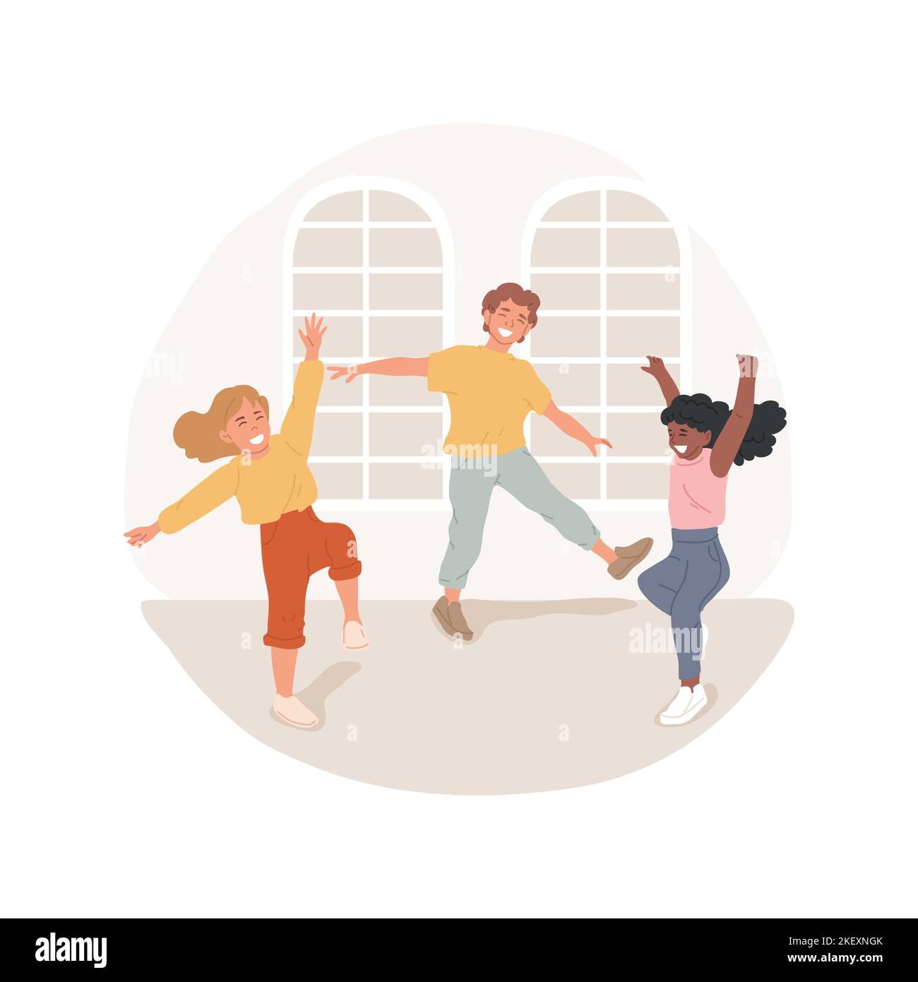 L'improvisation exerce une illustration vectorielle de dessin animé isolée. Classe de théâtre ...