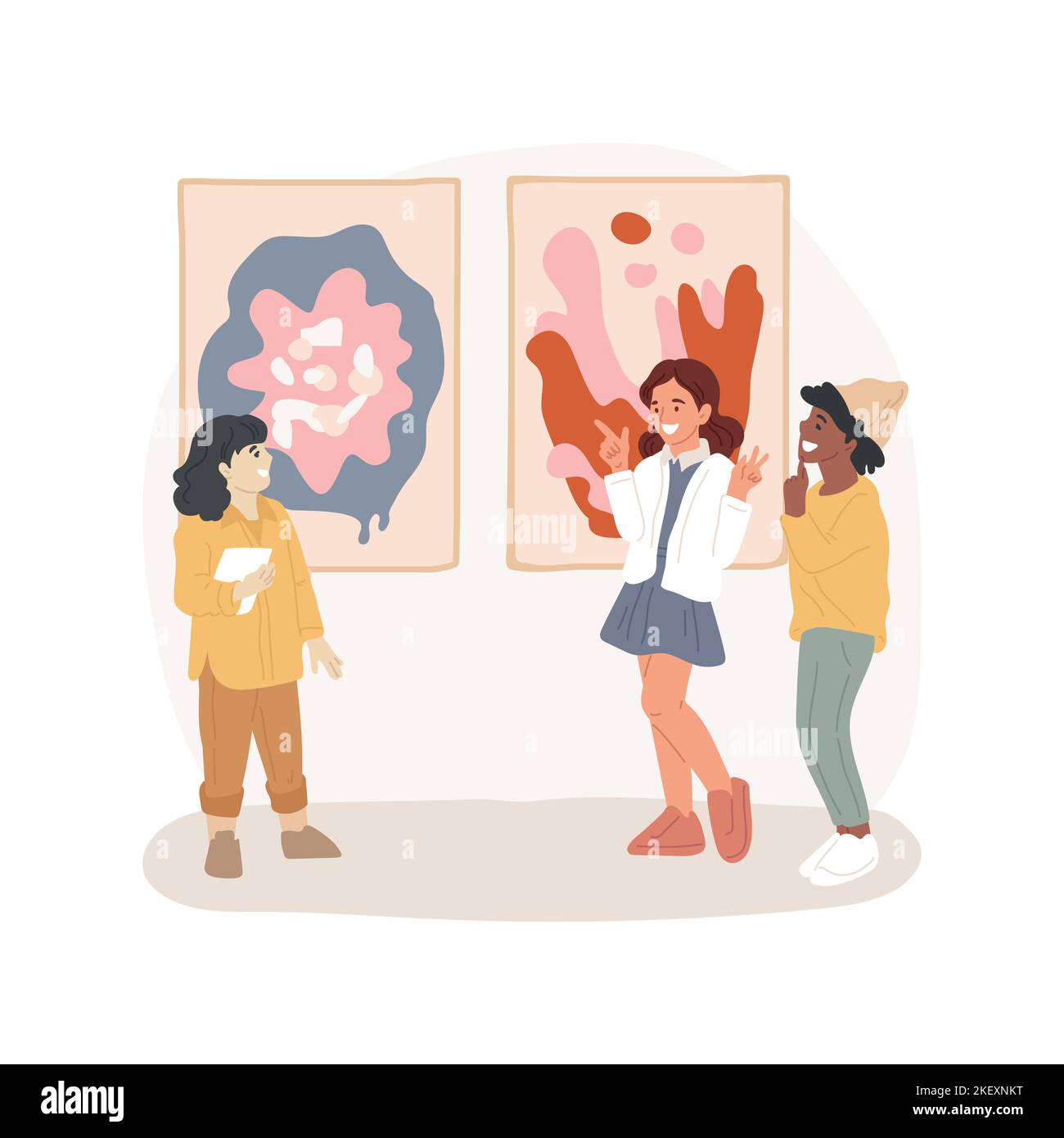 Voyage dans un musée d'art illustration vectorielle isolée. Les élèves ...