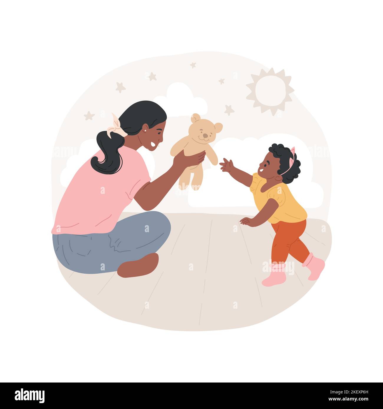 Défiez l'illustration vectorielle isolée. Élever des enfants, l'enfant ...