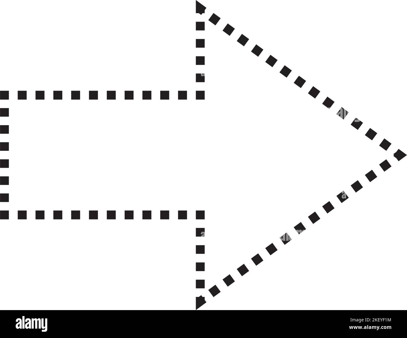 Icône vectorielle en forme de flèche symbole en pointillés pour la ...