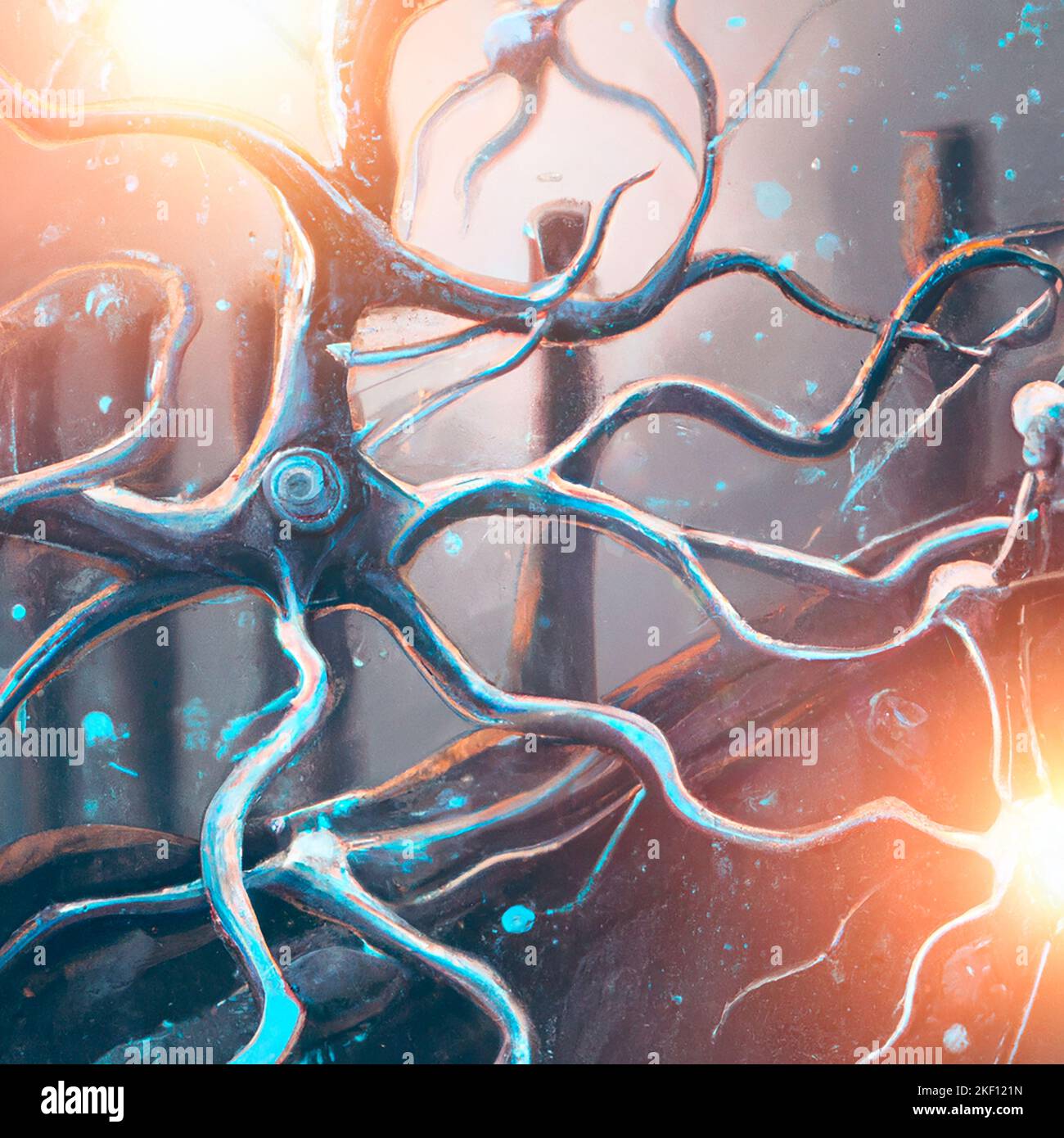 Vue microscopique des synapses. Connexions cérébrales. Neurones et ...