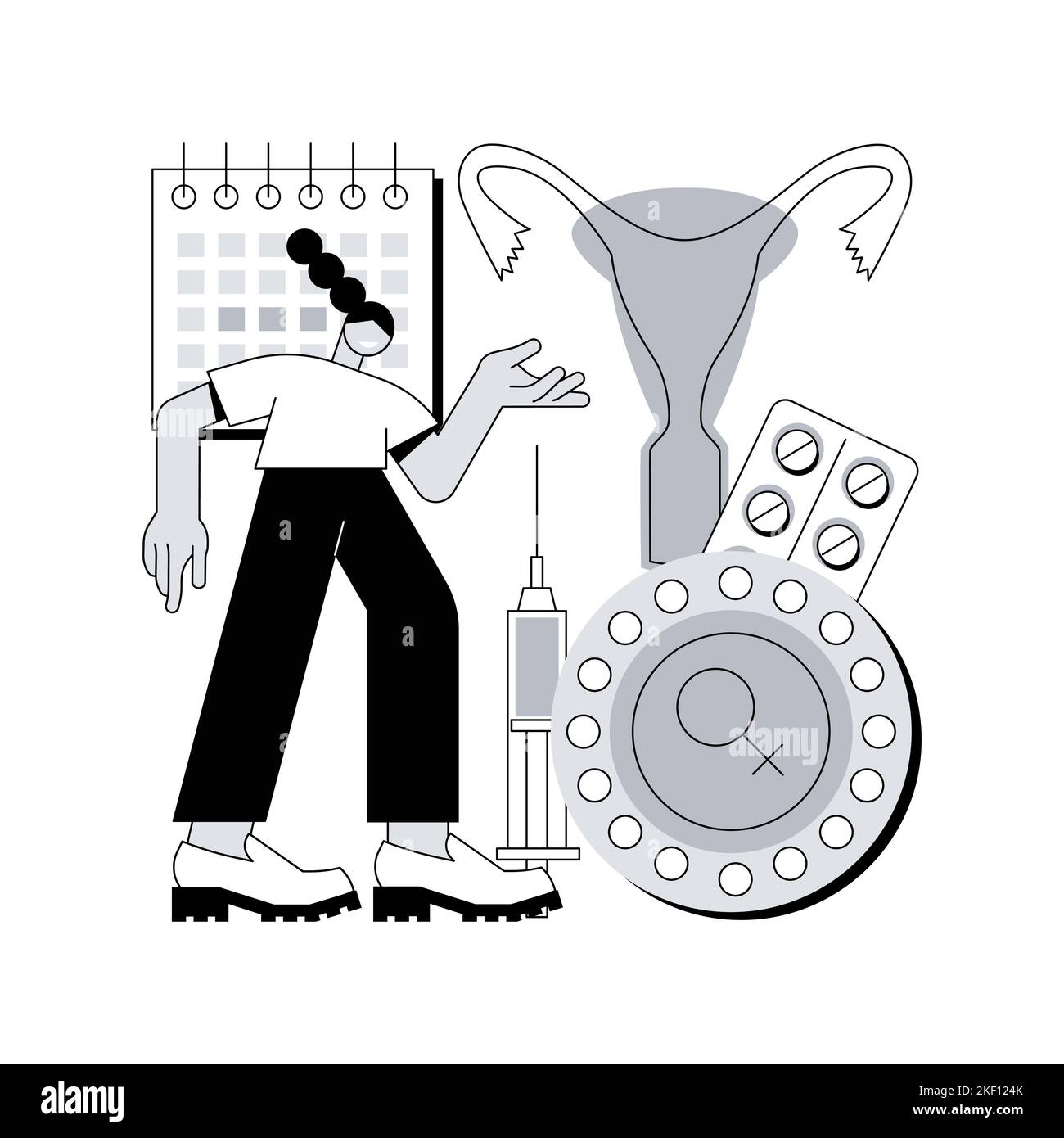 Contraceptifs féminins résumé concept vecteur illustration.Contraceptif ...