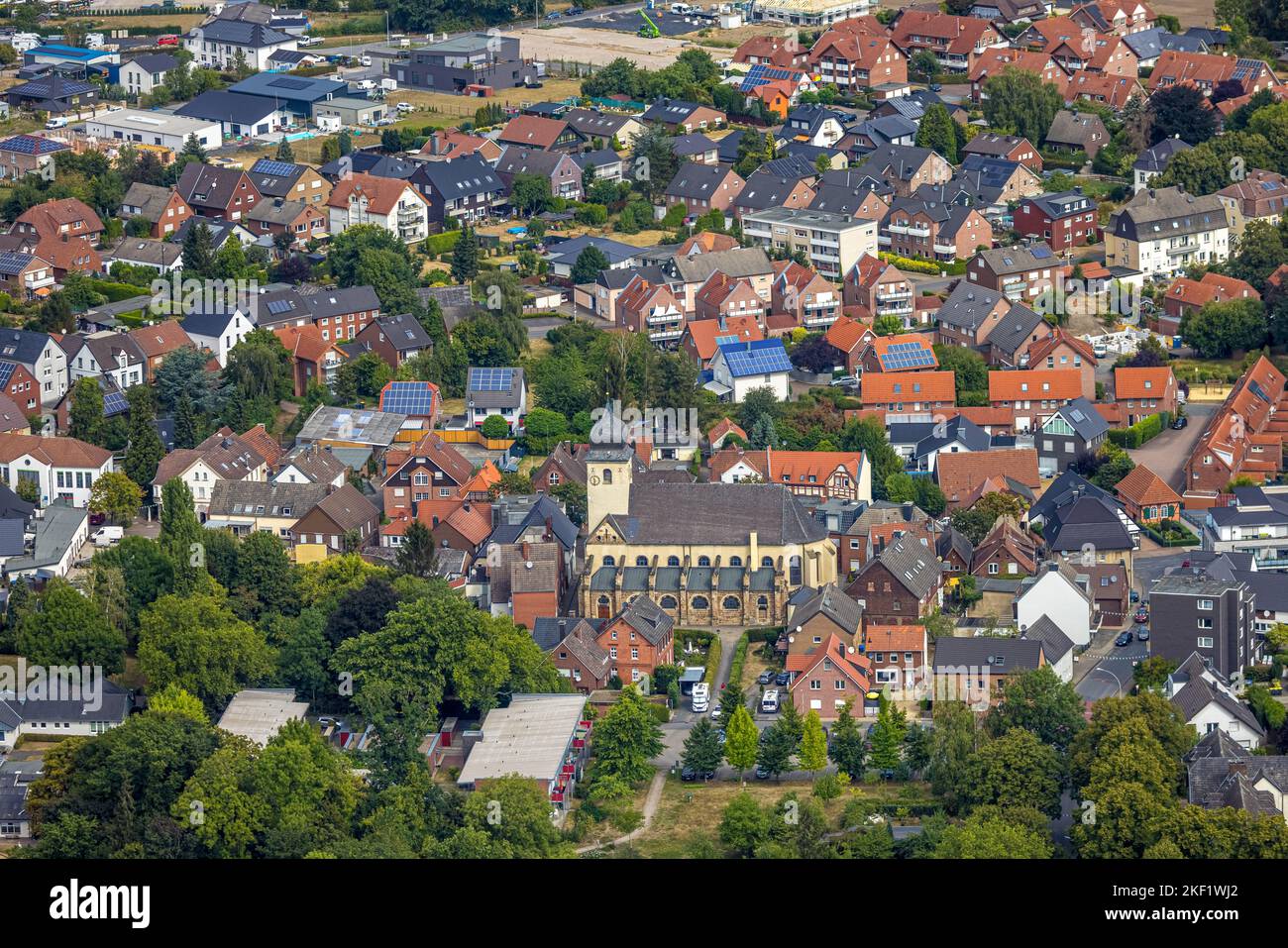 Luftbild von selm bork mit der kath kirche st stephanus bork Banque de ...