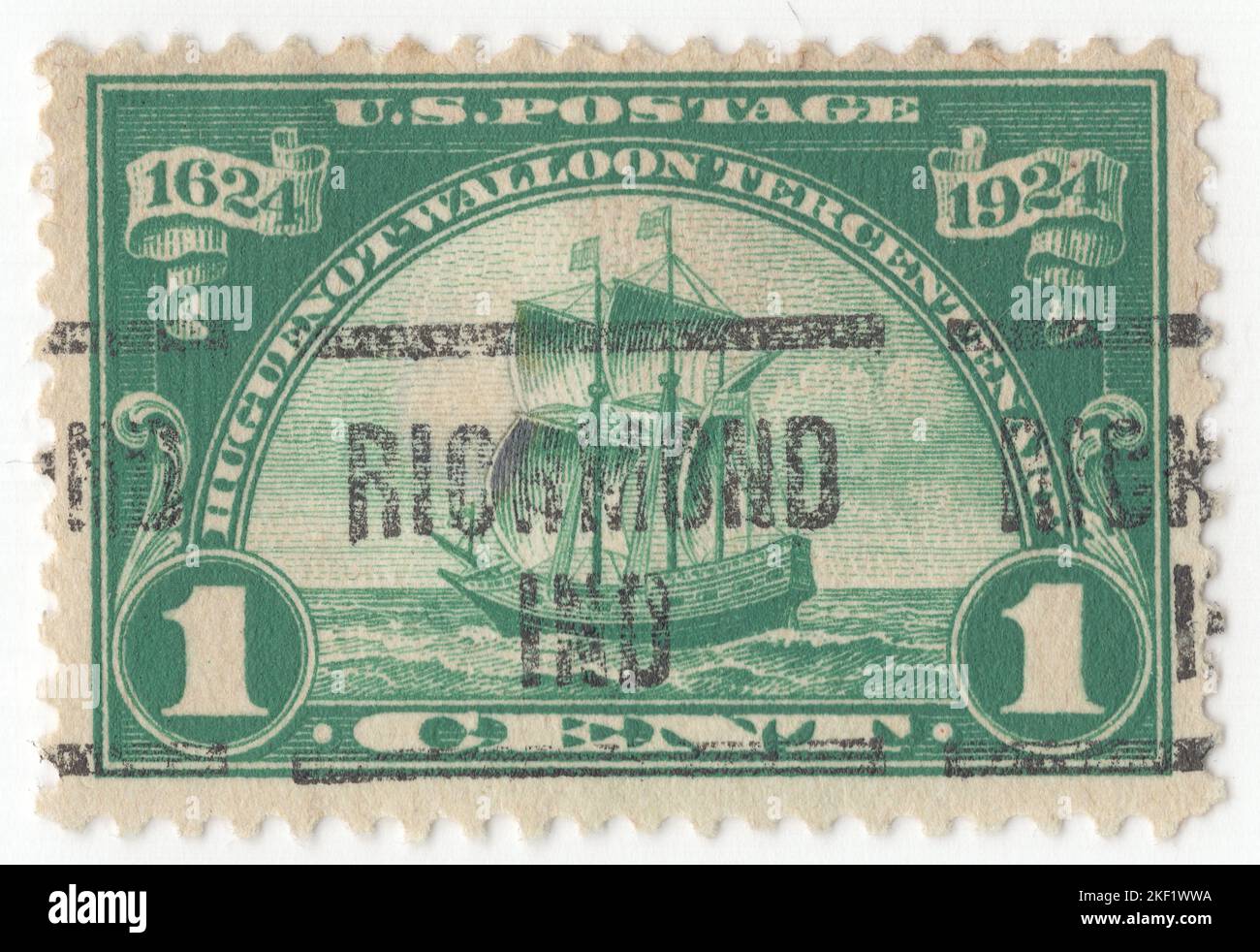 Etats-Unis - 1924 1 mai : timbre-poste vert foncé de 1 cents ...